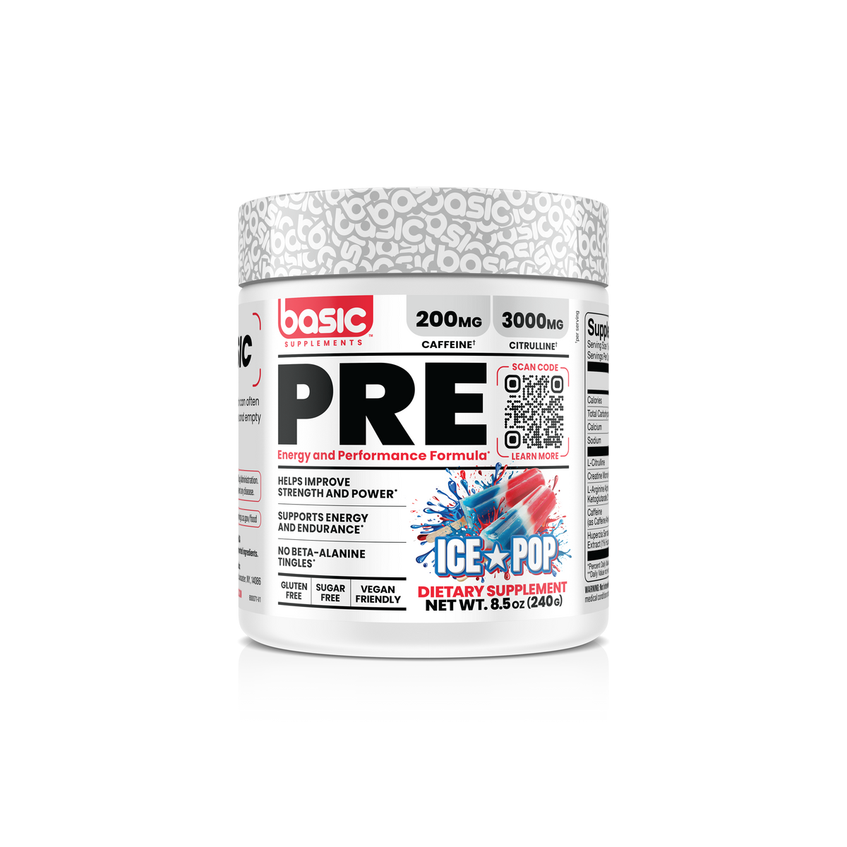 Pre-Workout Supplement Ice Pop Flavor | Basic Supplements