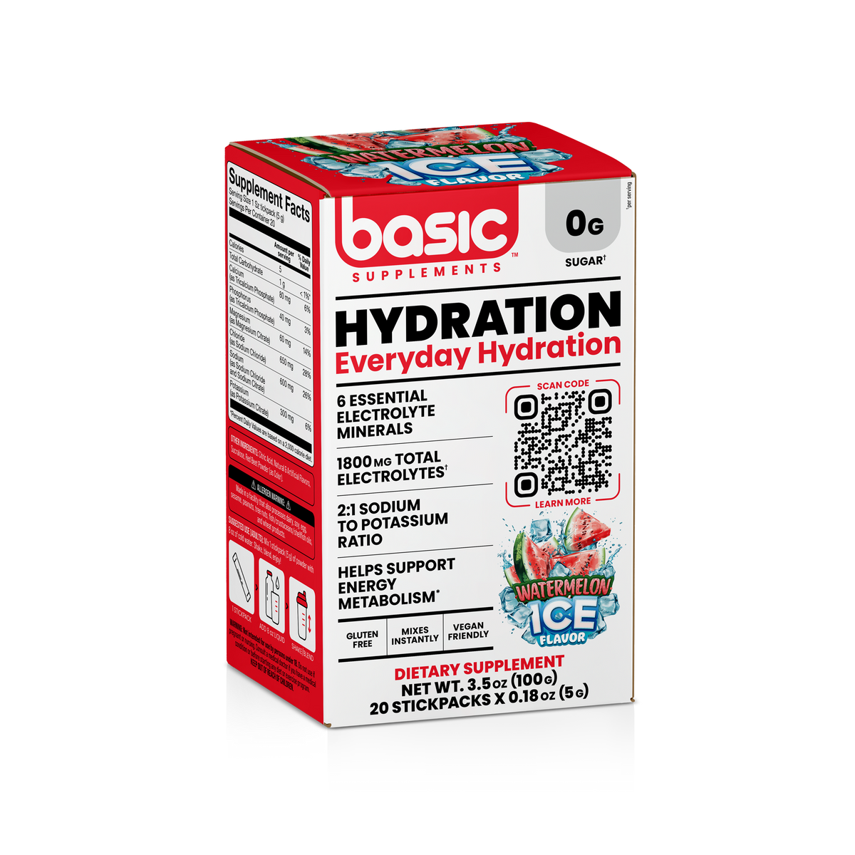 Refreshing Watermelon Ice Hydration Solution | Basic Supplements